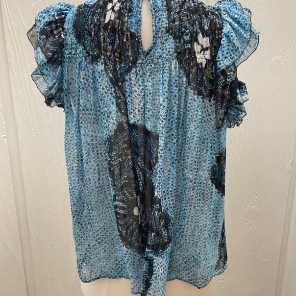 Ulla Johnson | Tops | Ulla Johnson Nicola Blue Floral Silk Blouse Sz 4 ...